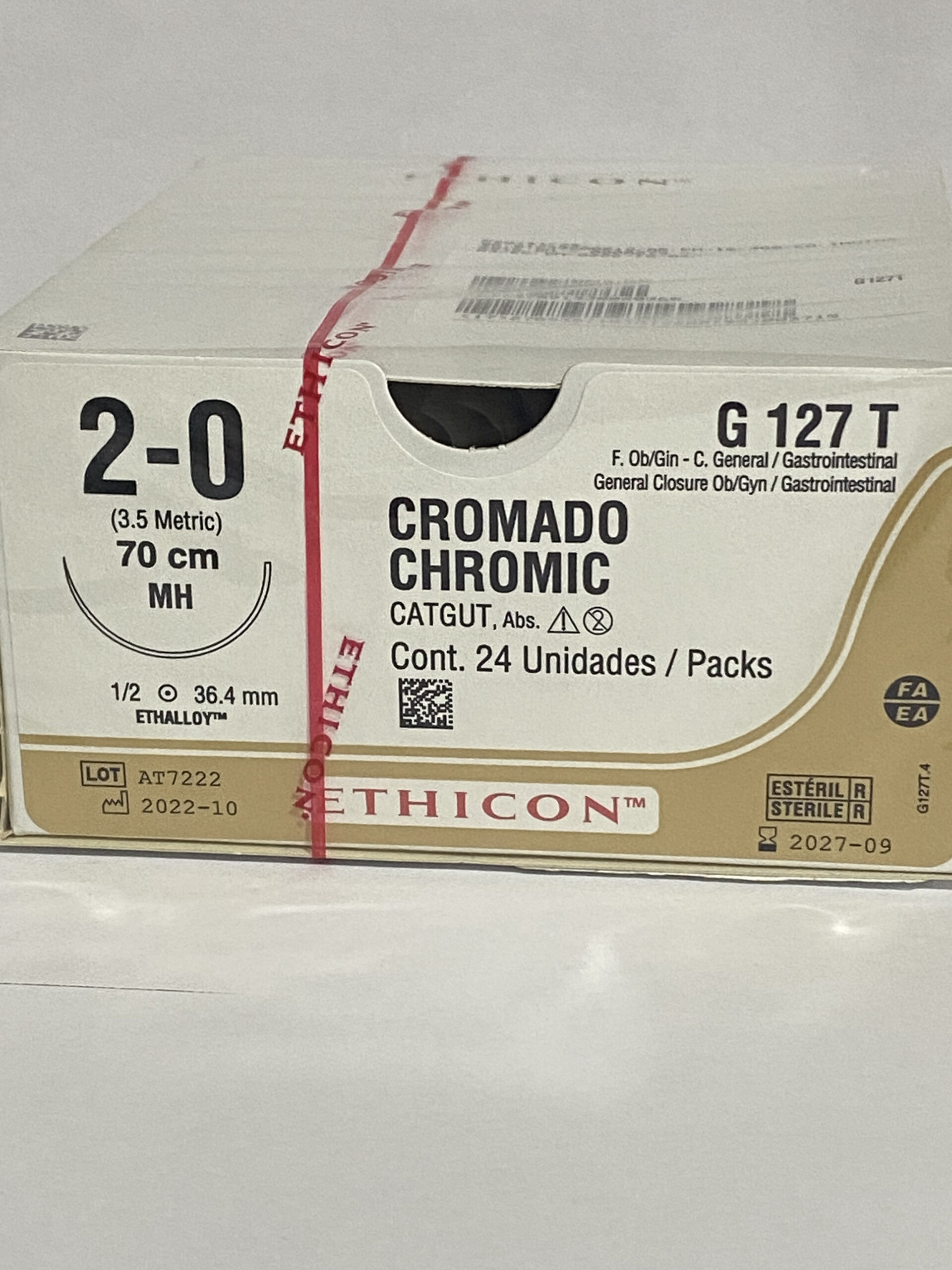 Catgut Cromico Calibre 2/0 de Longitud 70 cm Aguja MH 36.5 mm ...