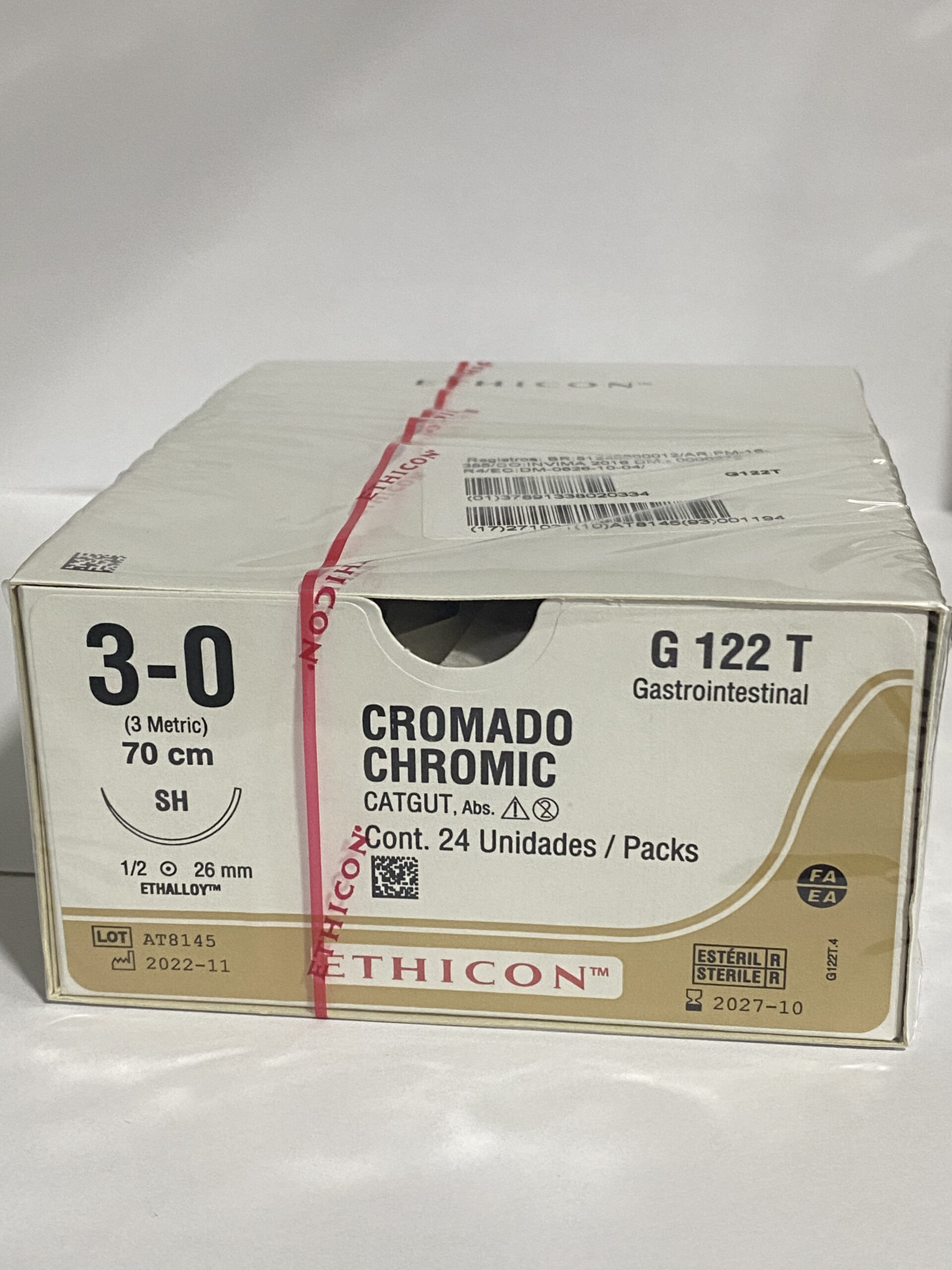 Catgut Cromico Calibre 3/0 de Longitud 70 cm Aguja SH - Proveedora Medica Adasa