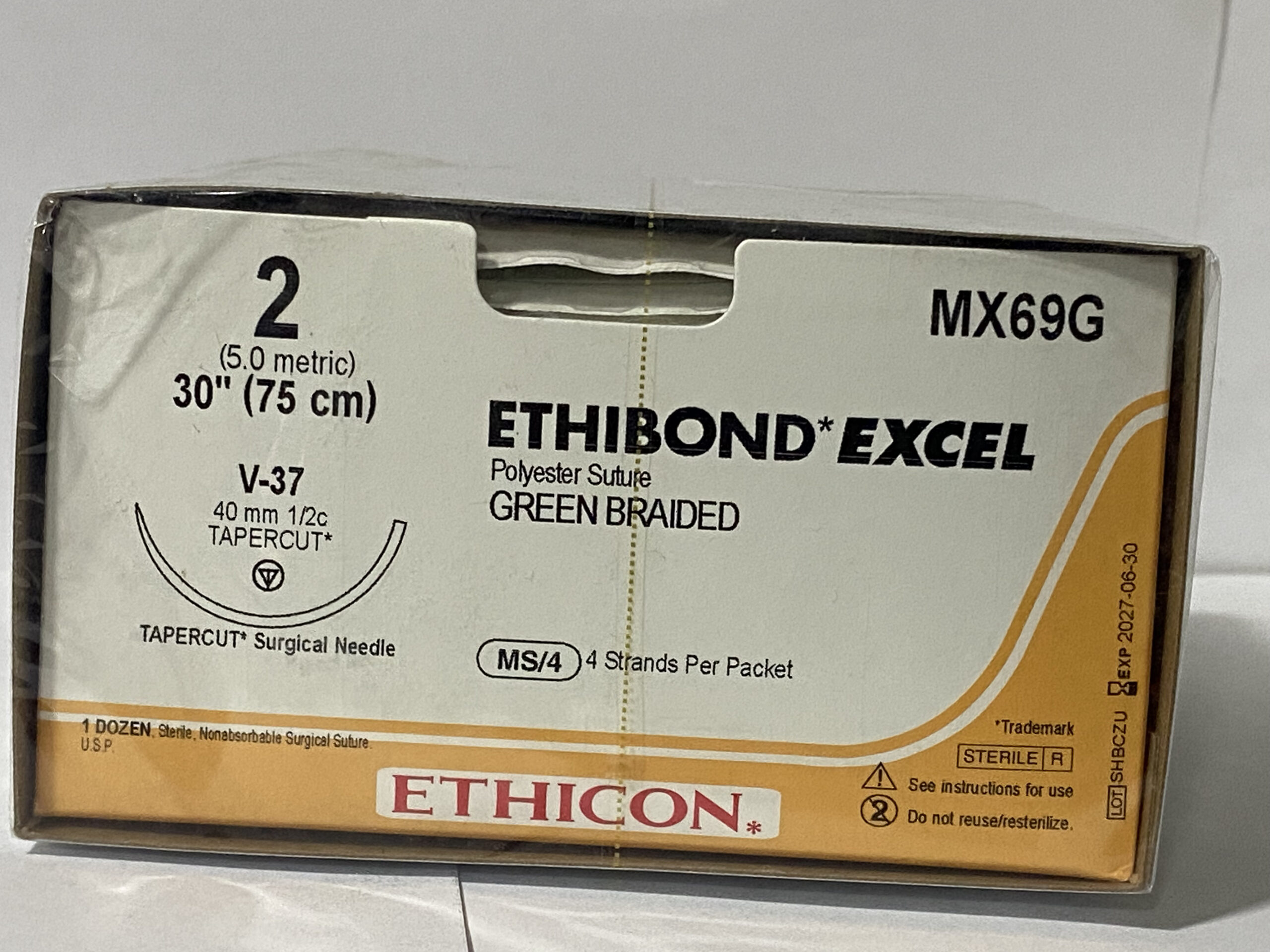 Ethibond Excel Calibre 2 de Longitud 75 cm Aguja V-37 40 mm ...