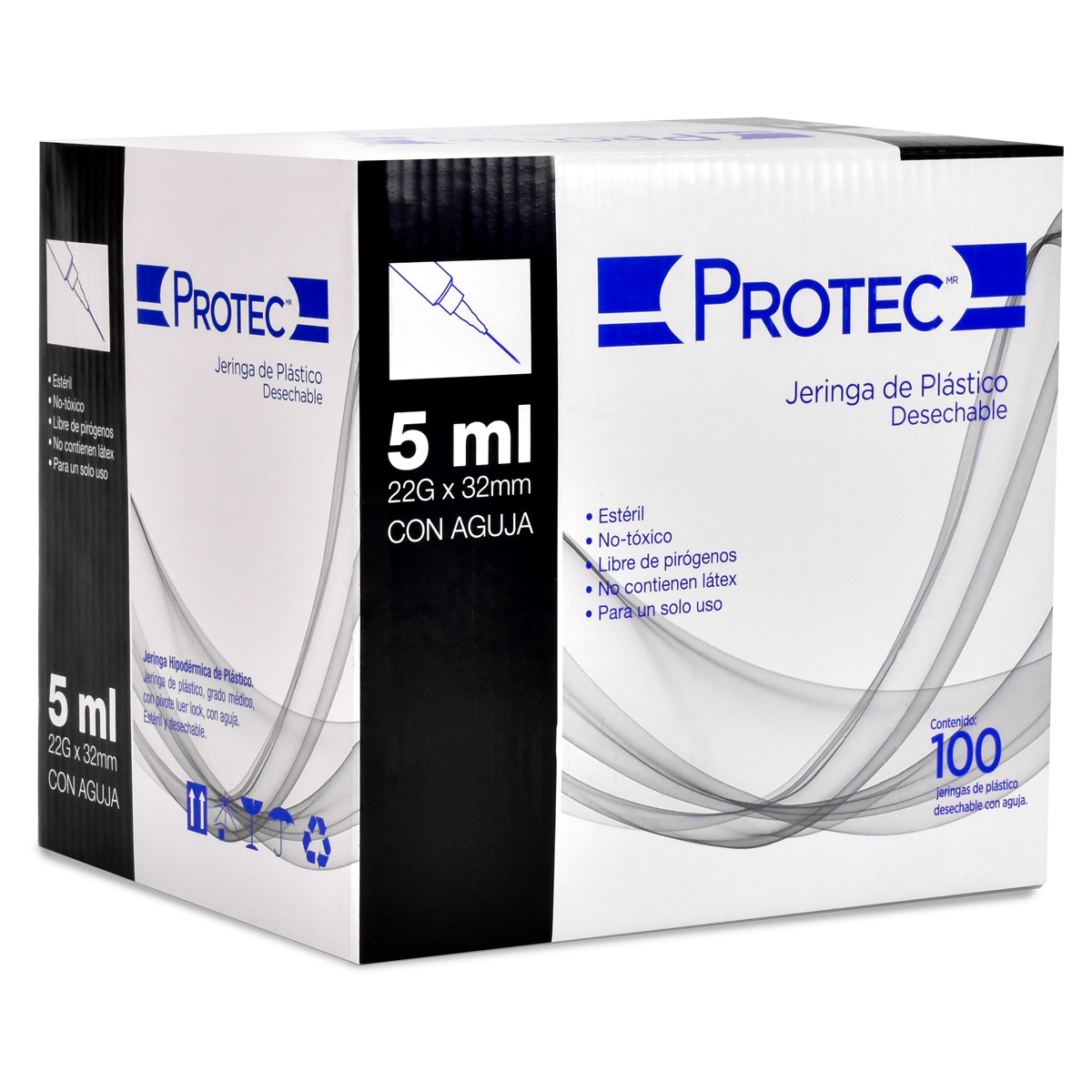 Jeringa 5 ml 22G x 32Mm Caja con 100 Pzas - Proveedora Medica Adasa