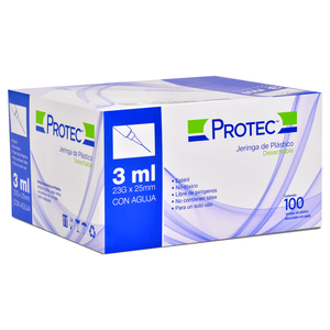 Jeringa Protec 3Ml 23G X 25Mm C/100 Pzas - Proveedora Medica Adasa