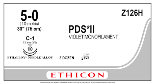 Pds II Violeta Calibre 5/0 de Longitud 75 cm Aguja C-1 D/A - Proveedora Medica Adasa