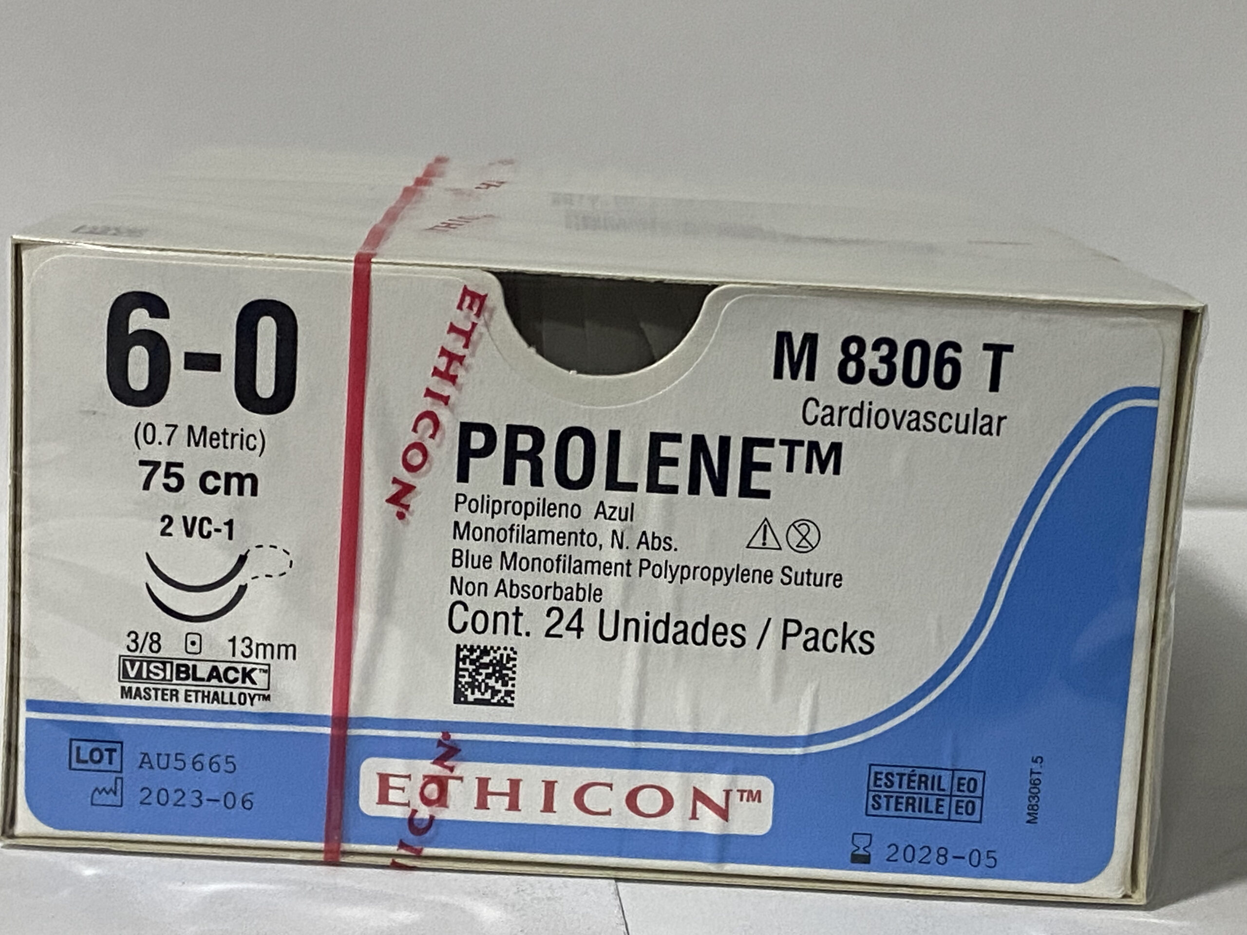 Prolene Calibre 6/0 de Longitud 75 cm Aguja VC-1 D/A - Proveedora Medica Adasa