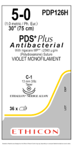 Pds II Plus Calibre 5/0 de Longitud 75 cm Aguja C-1 D/A - Proveedora Medica Adasa