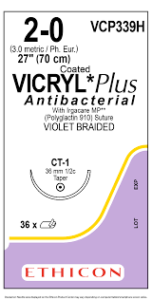 Vicryl* Plus Calibre 2/0 de Longitud 70 cm Aguja CT-1 - Proveedora Medica Adasa