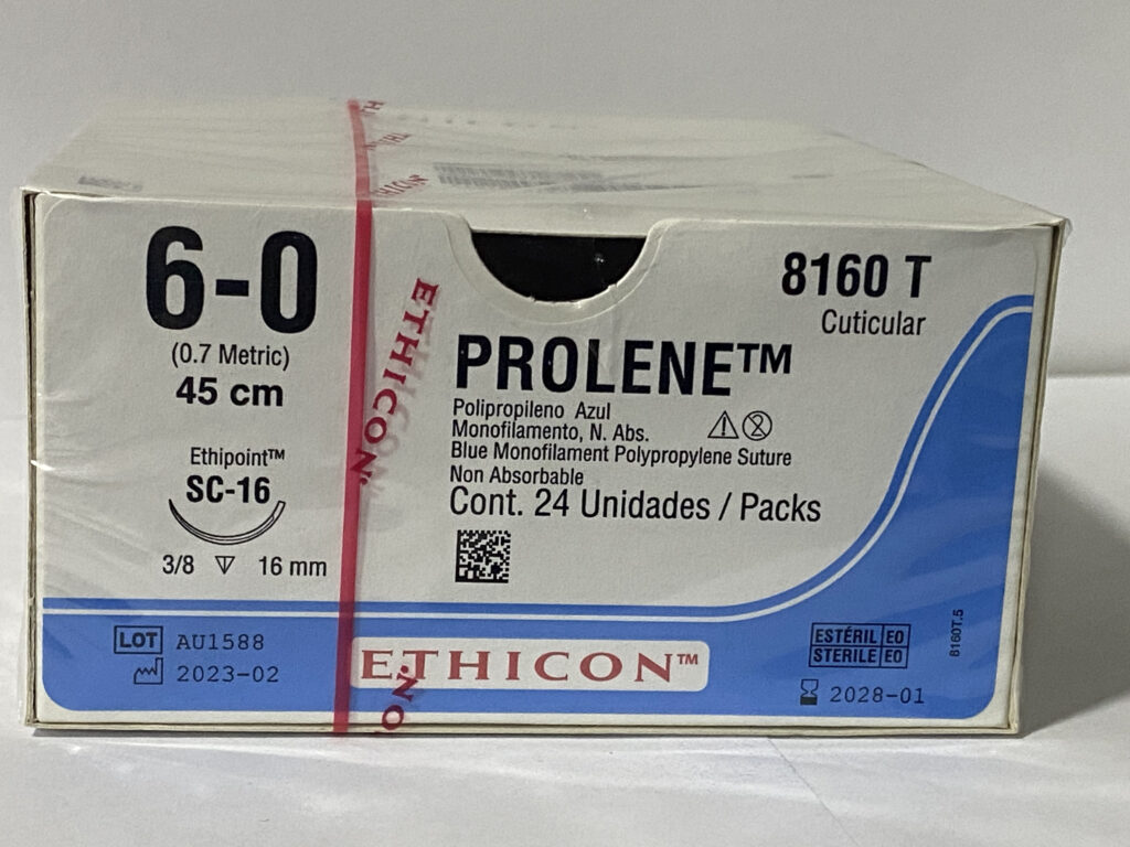 Prolene Calibre 6/0 de Longitud 45 cm Aguja SC-16 - Proveedora Medica Adasa