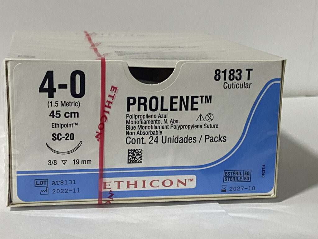 Prolene Calibre 4/0 de Longitud 45 cm Aguja SC-20 - Proveedora Medica Adasa