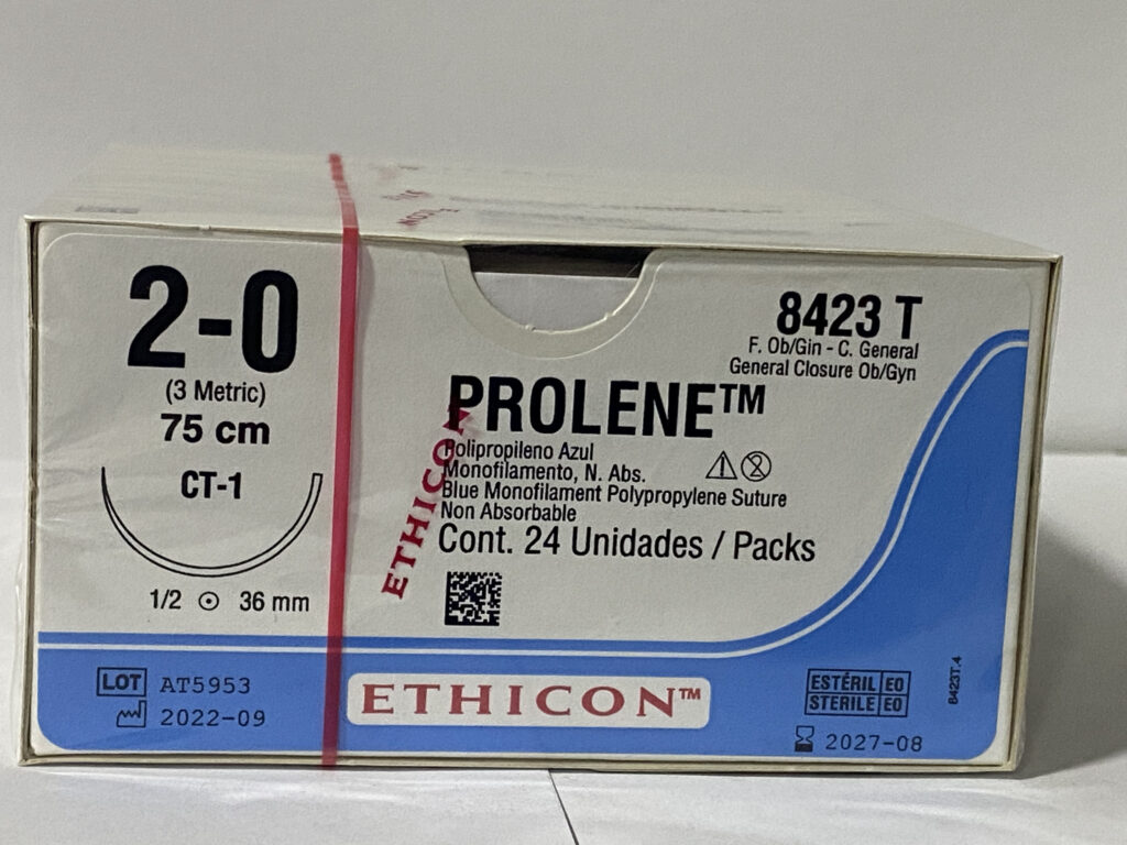 Prolene Calibre 2/0 de Longitud 75 cm Aguja CT-1 36.4 mm - Proveedora Medica Adasa