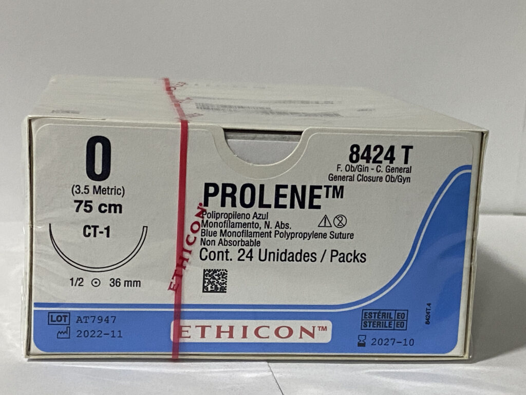 Prolene Calibre 0 de Longitud 75 cm Aguja CT-1 36.4 mm - Proveedora Medica Adasa