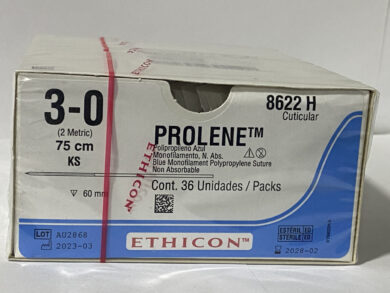 Prolene Calibre 3/0 de Longitud 75 cm Aguja KS 60 mm - Proveedora Medica Adasa