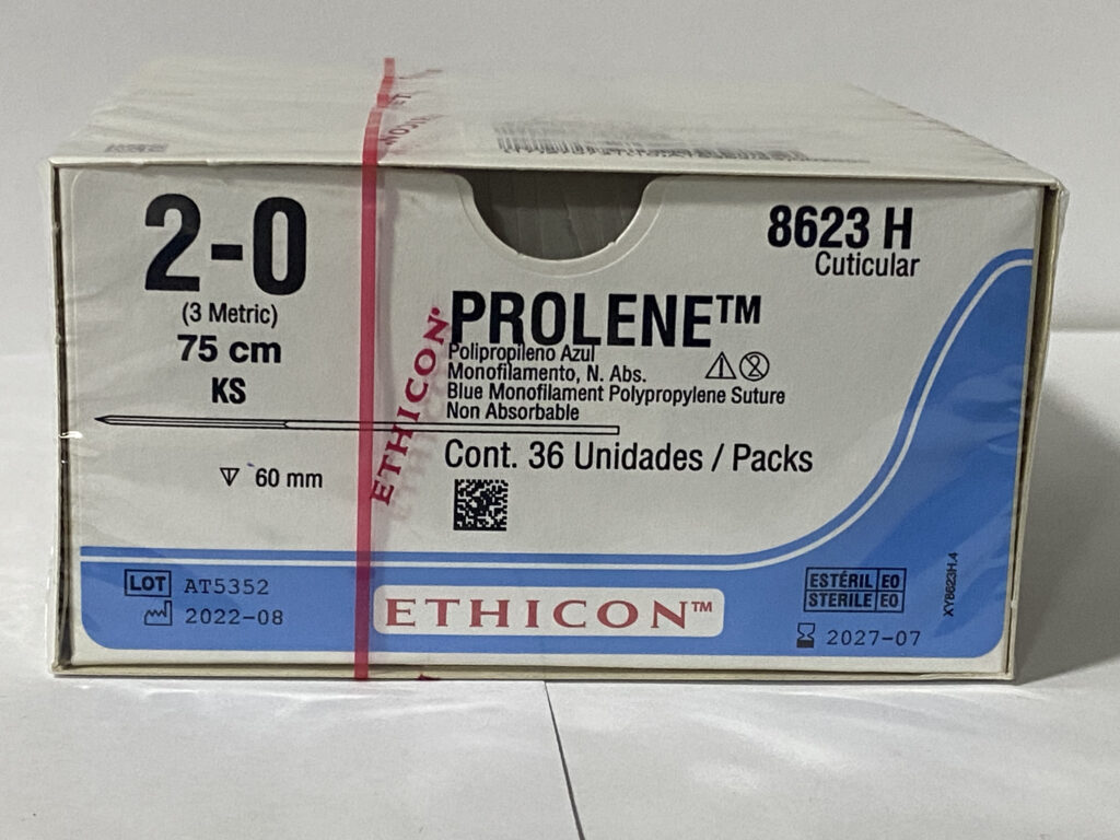 Prolene Calibre 2/0 de Longitud 75 cm Aguja KS 60 mm - Proveedora Medica Adasa