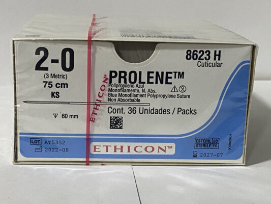 Prolene Calibre 2/0 de Longitud 75 cm Aguja KS 60 mm - Proveedora Medica Adasa