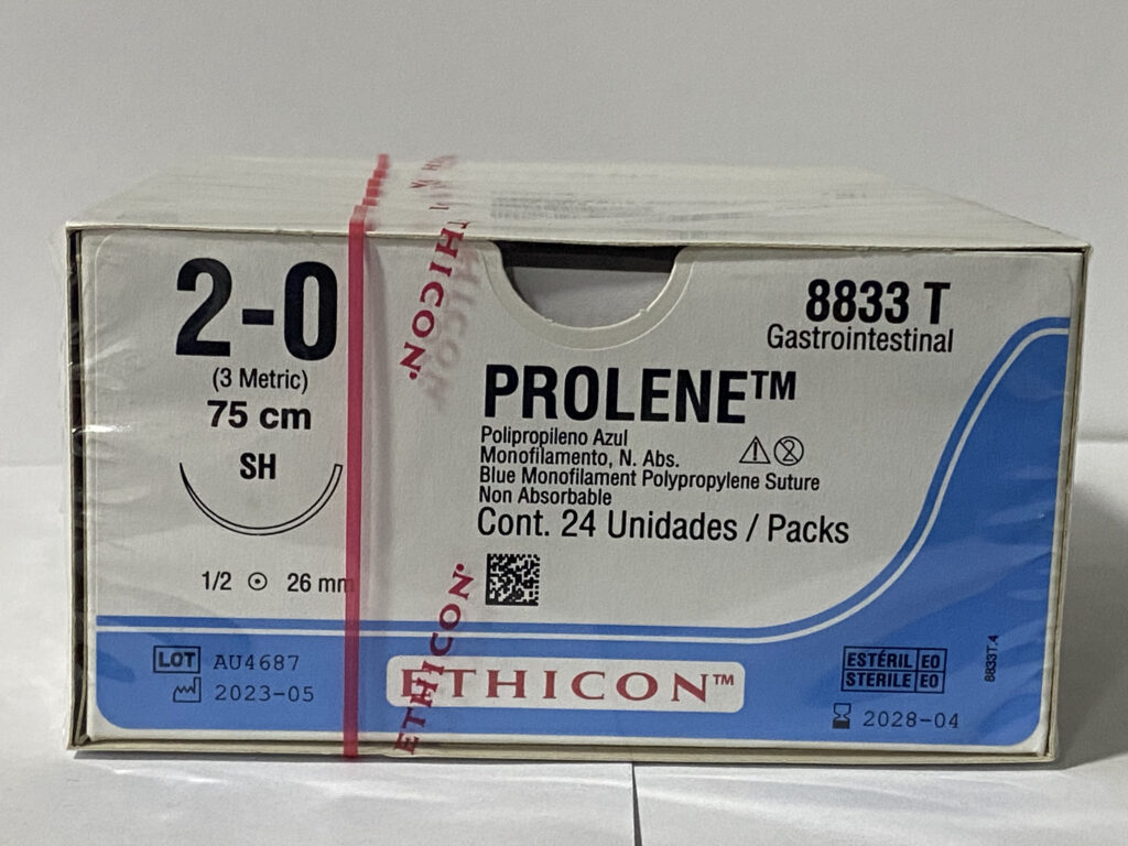 Prolene Calibre 2/0 de Longitud 75 cm Aguja SH 26 mm - Proveedora Medica Adasa