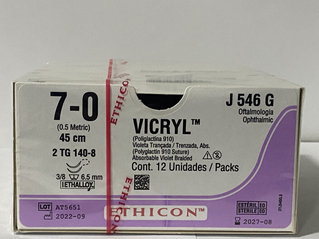 Vicryl Calibre 7/0 de Longitud 45 cm Aguja TG-140-8 D/A 6.5 mm - Proveedora Medica Adasa