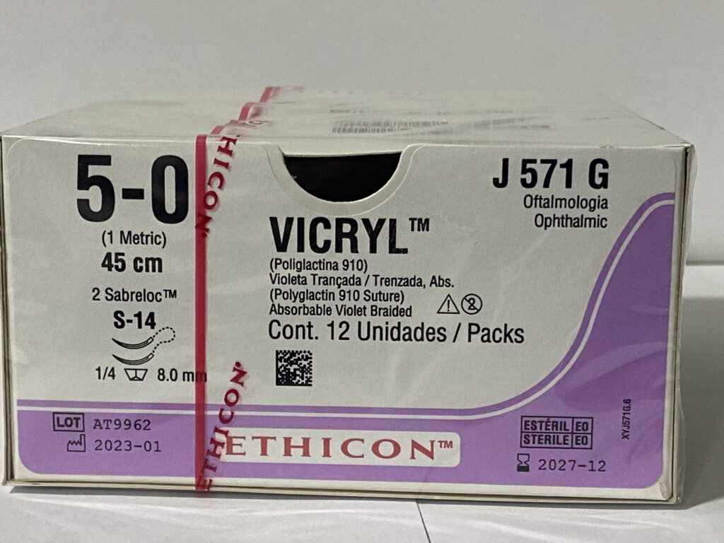 Vicryl Calibre 5/0 de Longitud 45 cm Aguja S-14 D/A 8.7 mm - Proveedora Medica Adasa