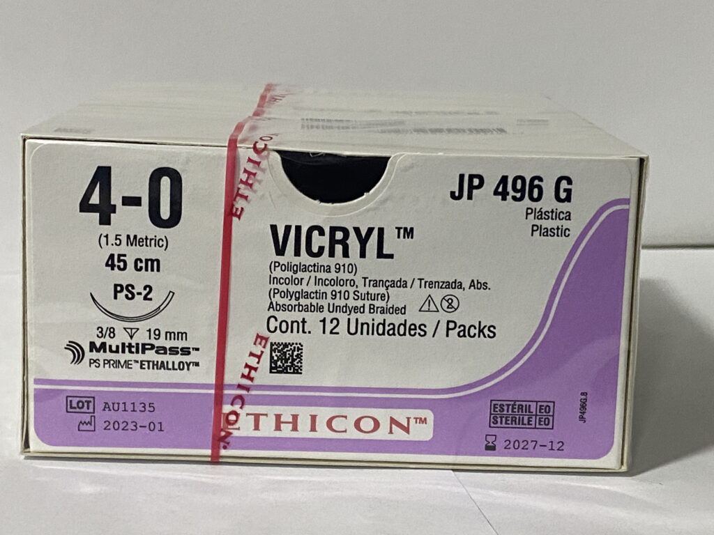 Vicryl Calibre 4/0 de Longitud 45 cm Aguja PS-2 19 mm - Proveedora Medica Adasa