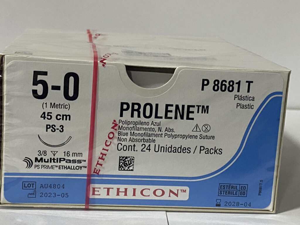 Prolene Calibre 5/0 de Longitud 45 cm Aguja PS-3 16 mm - Proveedora Medica Adasa