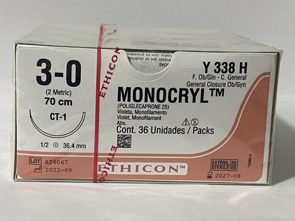 Monocryl Calibre 3/0 de Longitud 70 cm Aguja CT-1 36 mm - Proveedora ...
