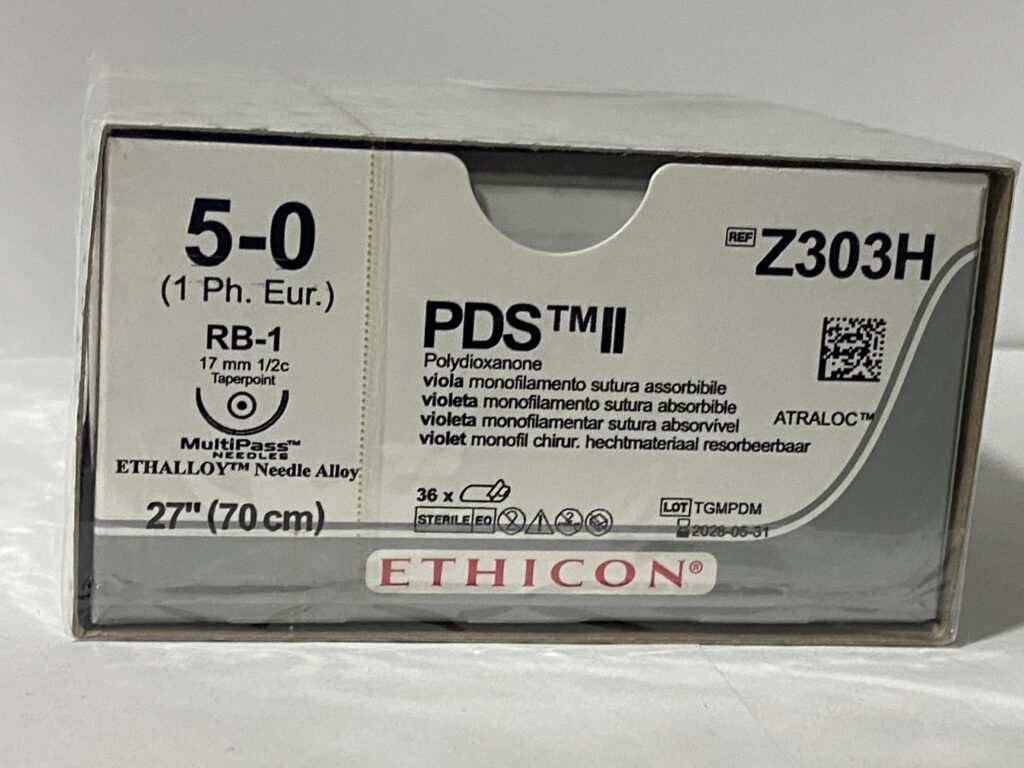PDS II Violeta Calibre 5/0 de Longitud 70 cm Aguja RB-1 17 mm - Proveedora Medica Adasa