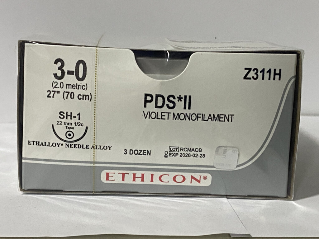 PDS II Violeta Calibre 3/0 de Longitud 70 cm Aguja SH-1 22 mm - Proveedora Medica Adasa